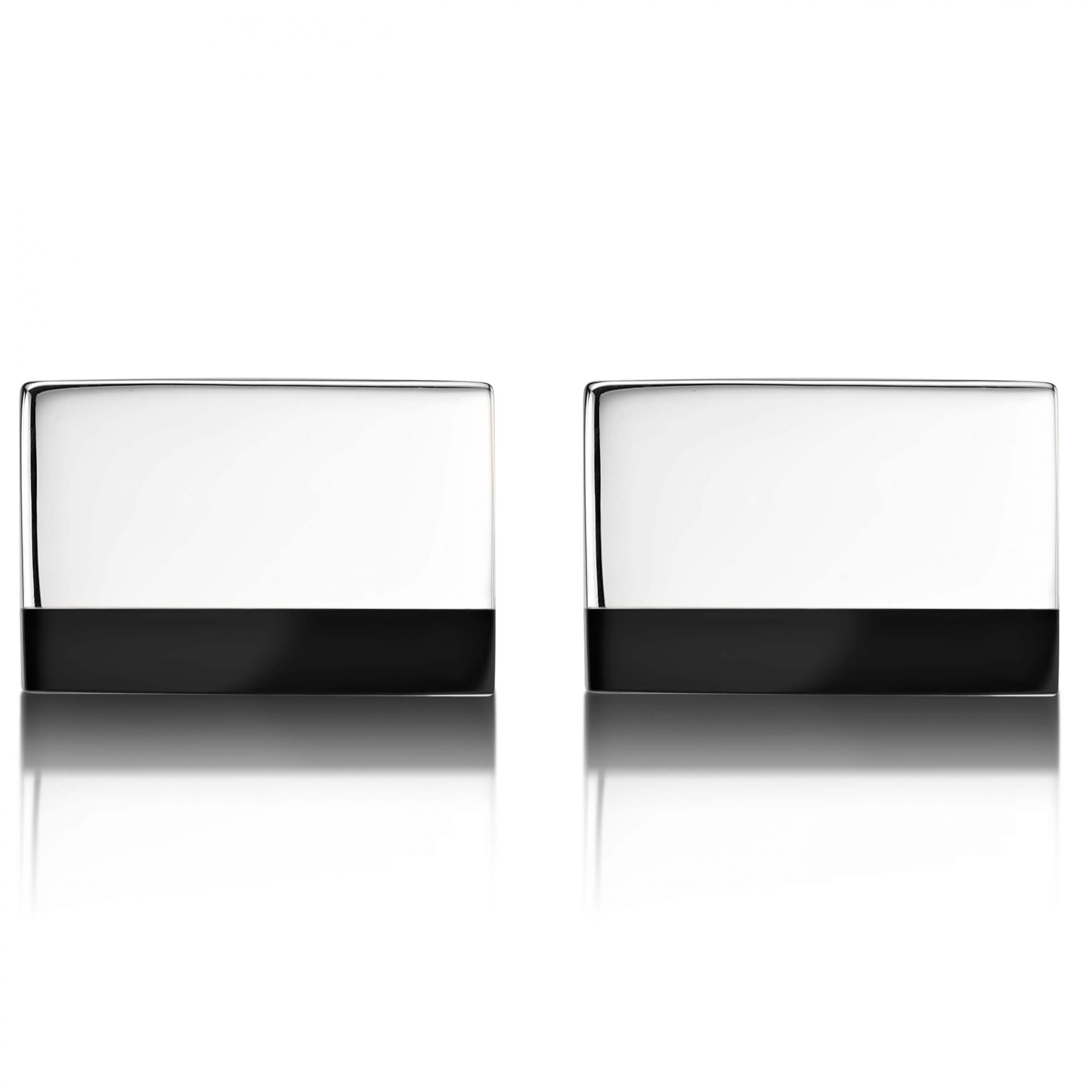 Pearl Rectangle Silver Engraved Cufflinks For Men