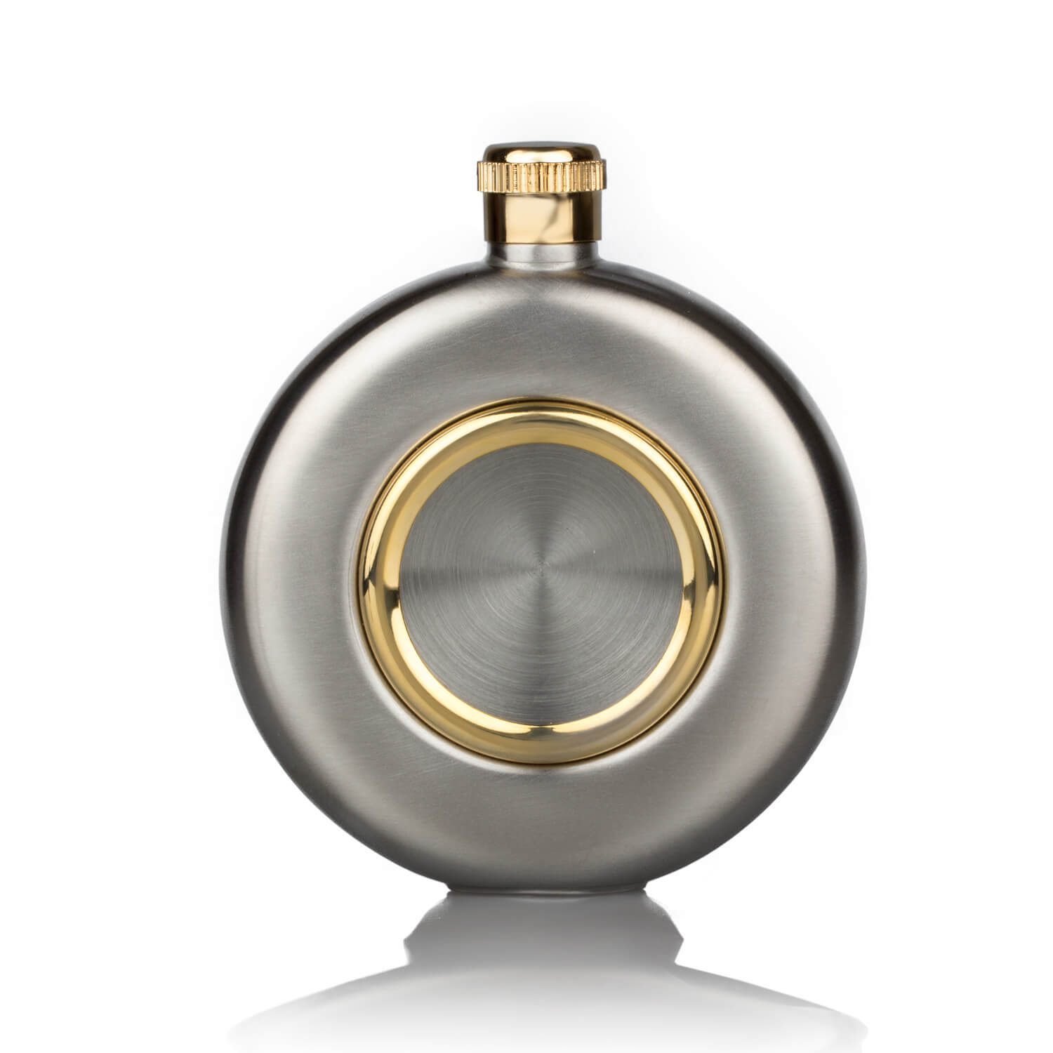 Round Gold Rimmed Personalised Hip Flask | Engravers Guild