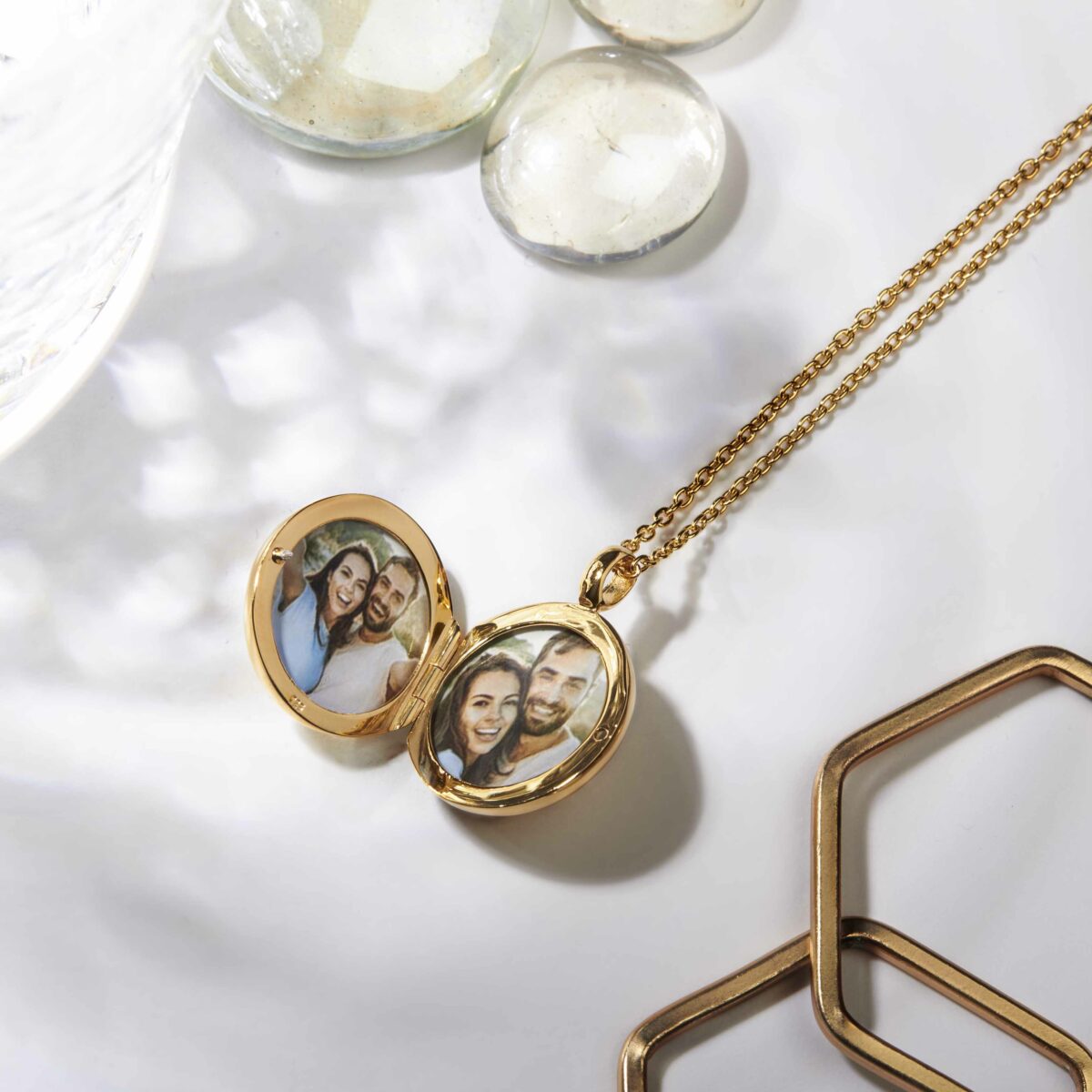 Diamond Round Gold Personalised Locket | Engravers Guild