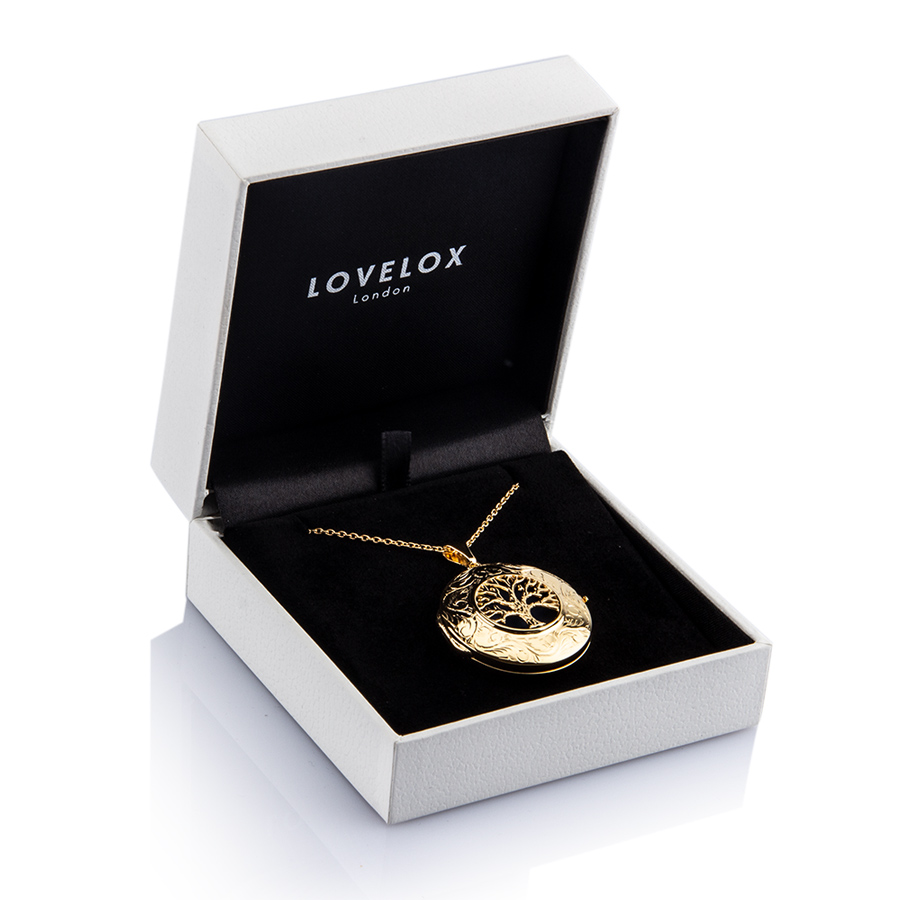 Large Gold Tree of Life Personalised Locket UK | Engravers Guild