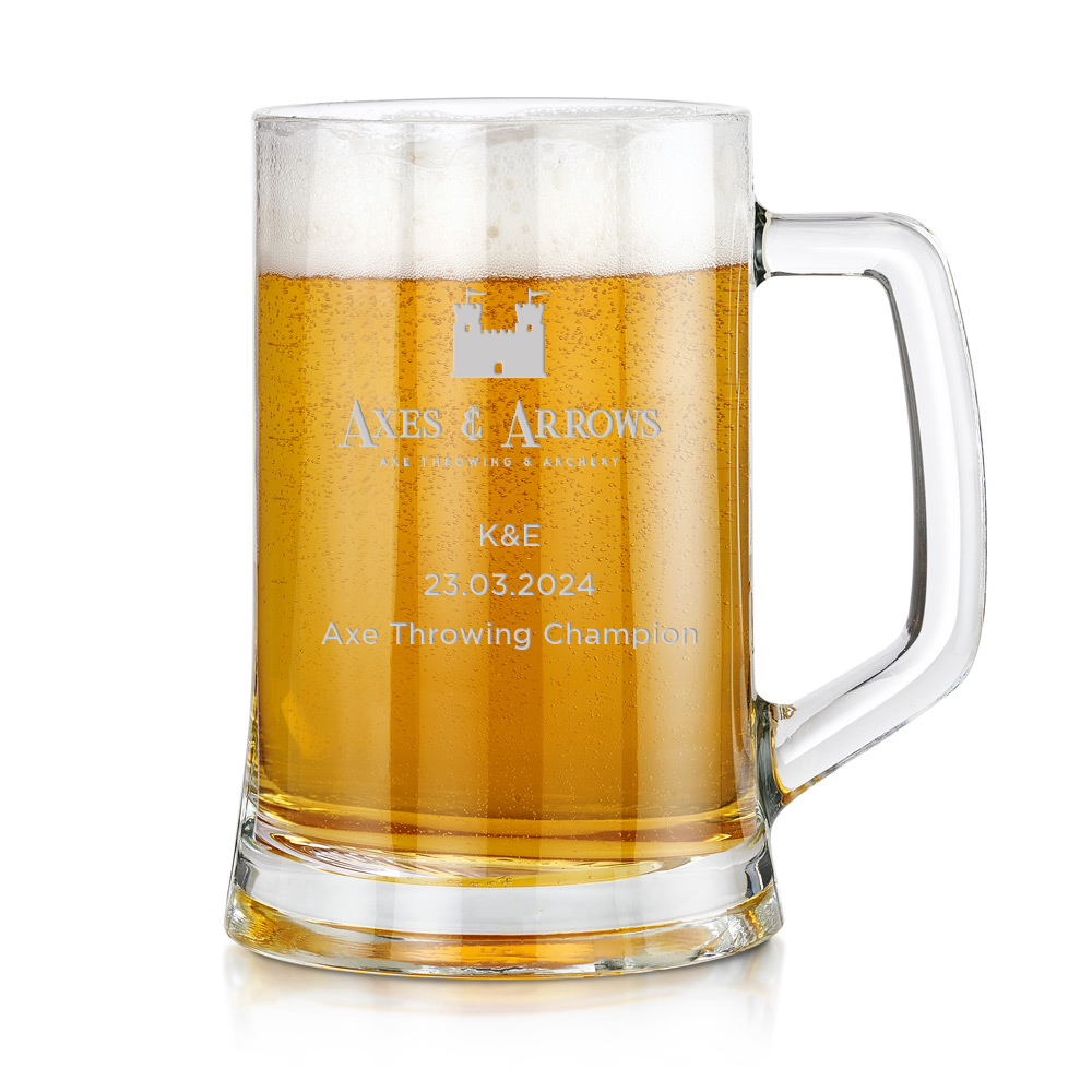 Classic Glass 1 Pint Personalised Beer Tankard | Engravers Guild