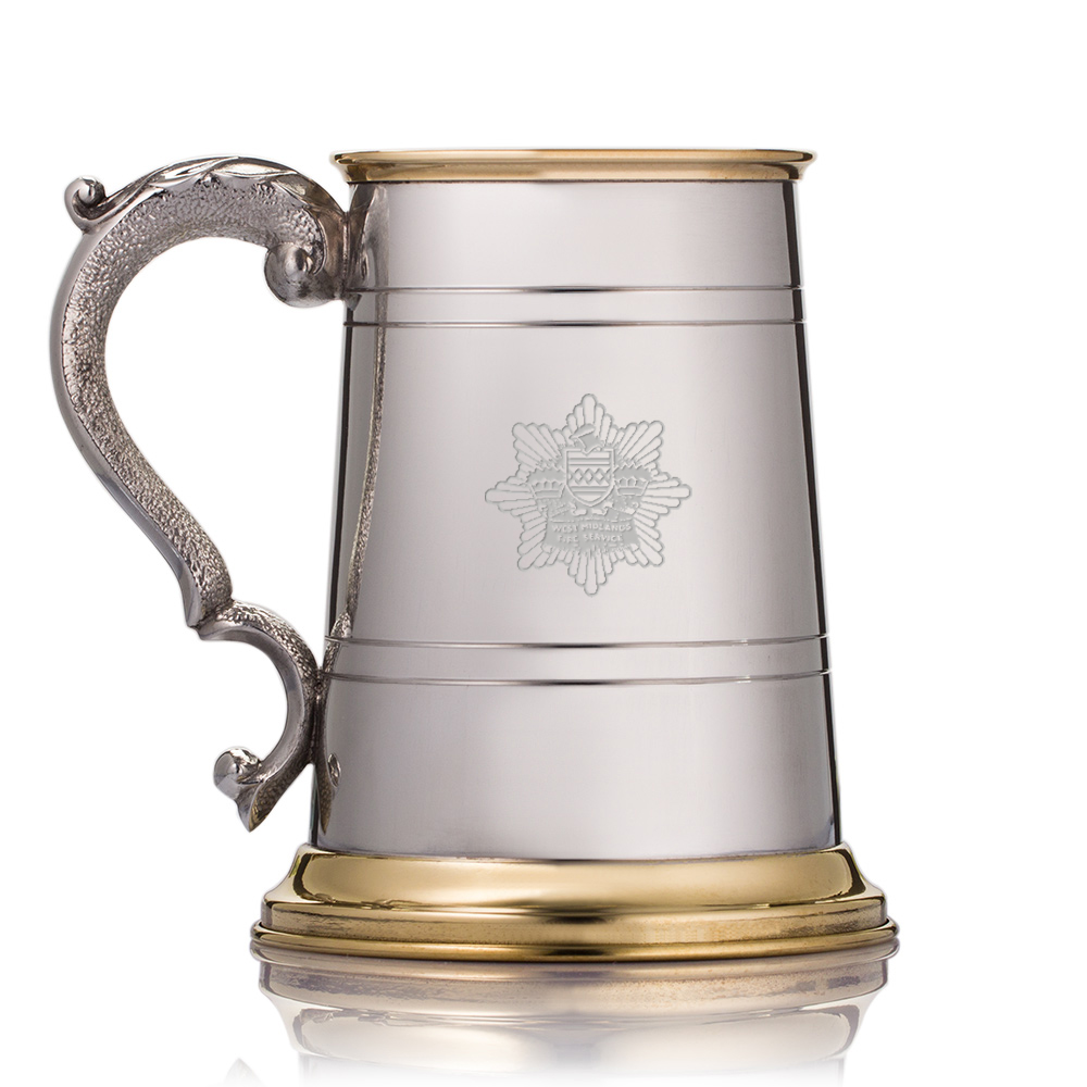 Gold Scroll Pewter Tankard Personalised For Him UK | Engravers Guild