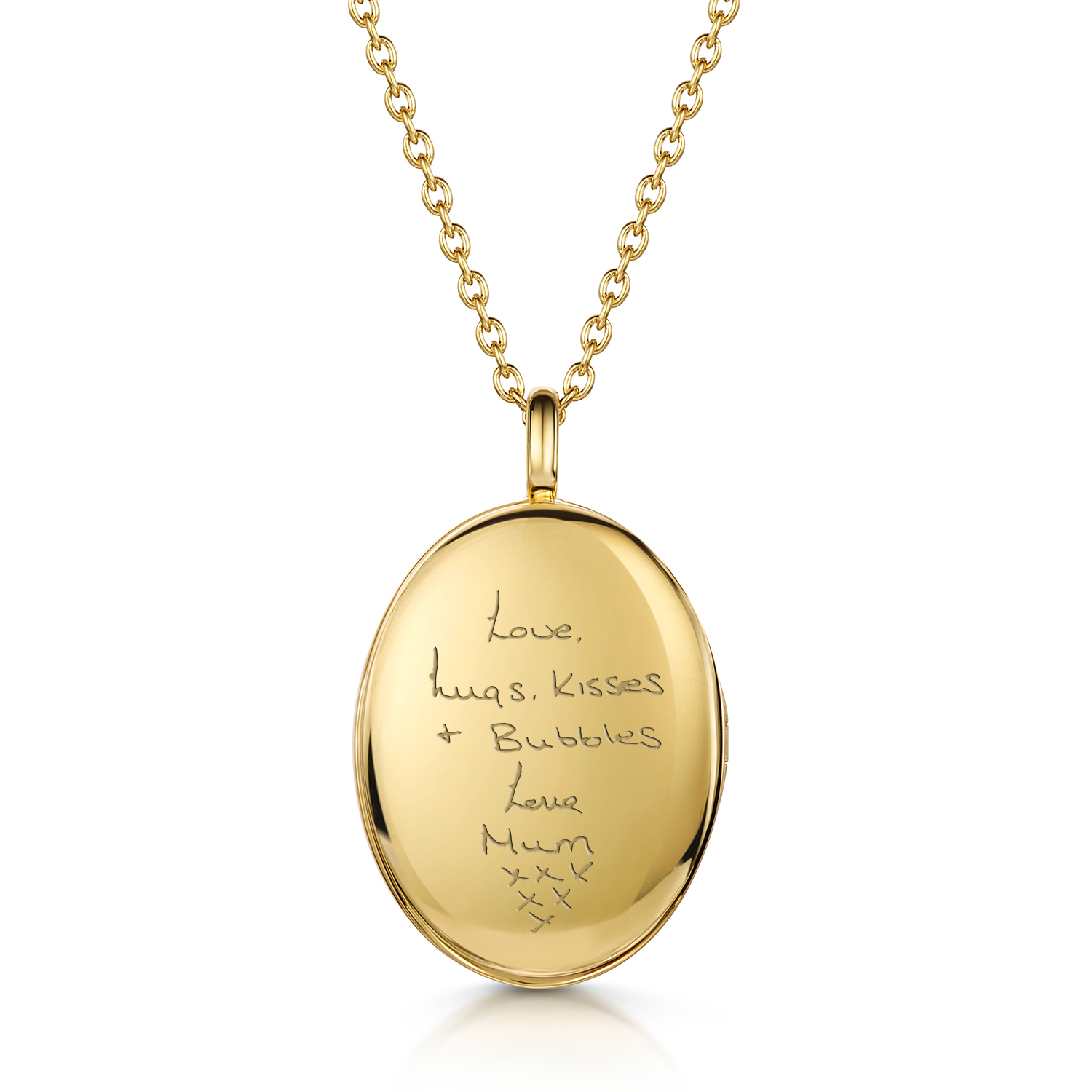 Large Clear Crystal Gold Locket Engraved For Her | Engravers Guild