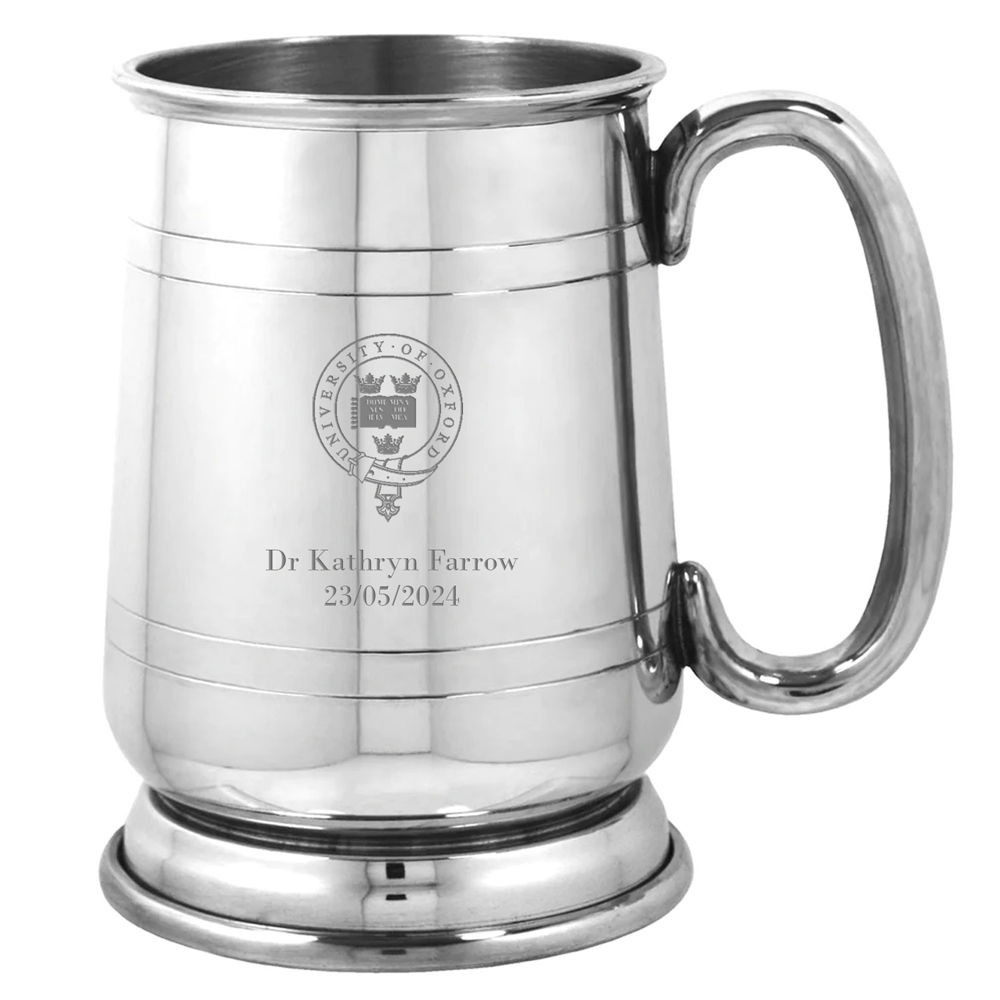 Curved Handle Pewter Personalised Tankard | Engravers Guild of London