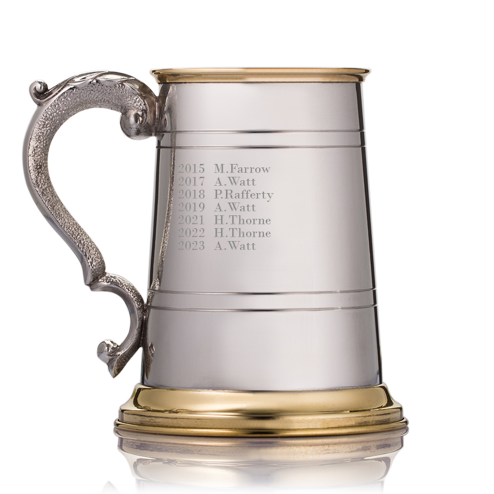 Gold Scroll Pewter Tankard Personalised For Him UK | Engravers Guild