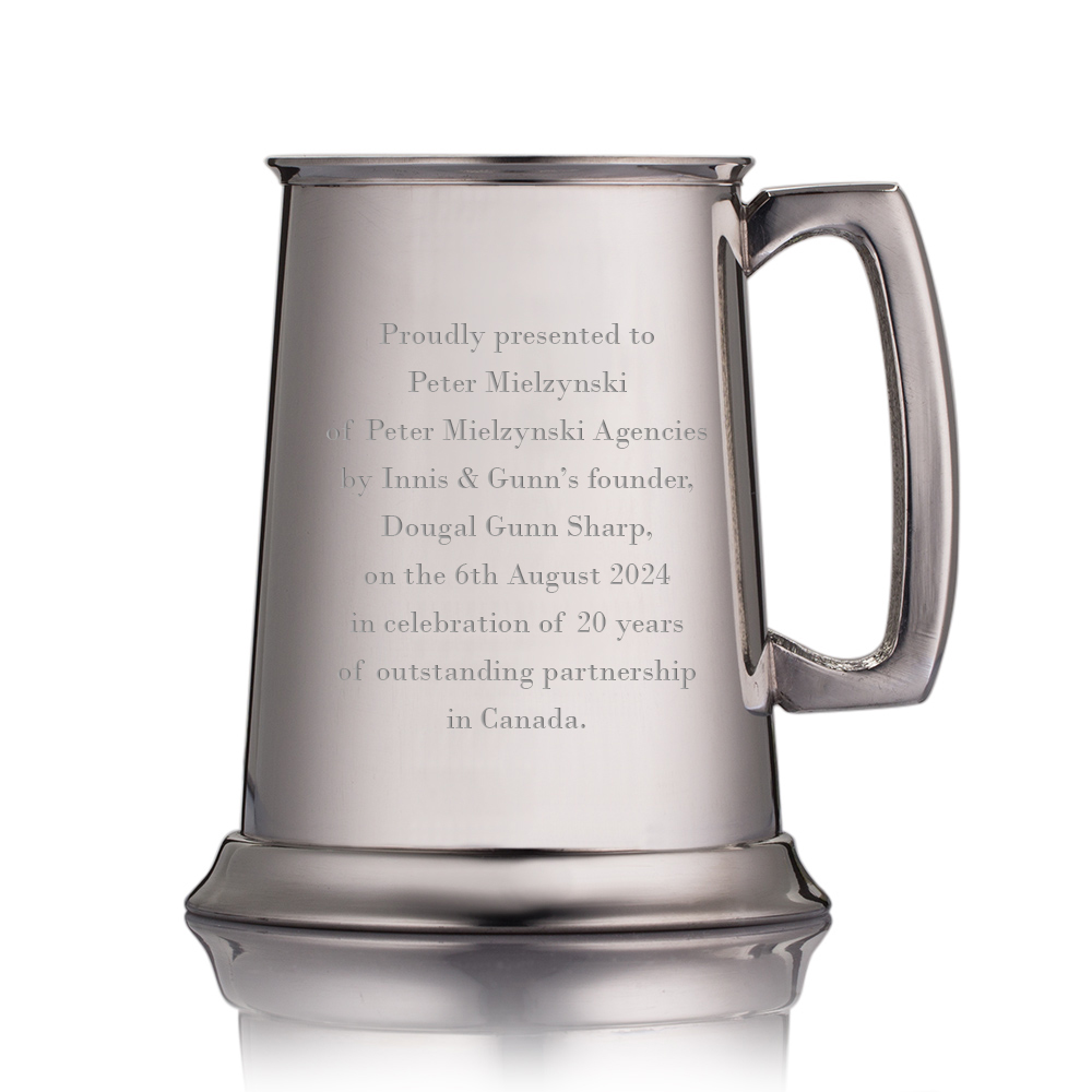Plain Pewter Personalised Tankard Engraved | Engravers Guild of London