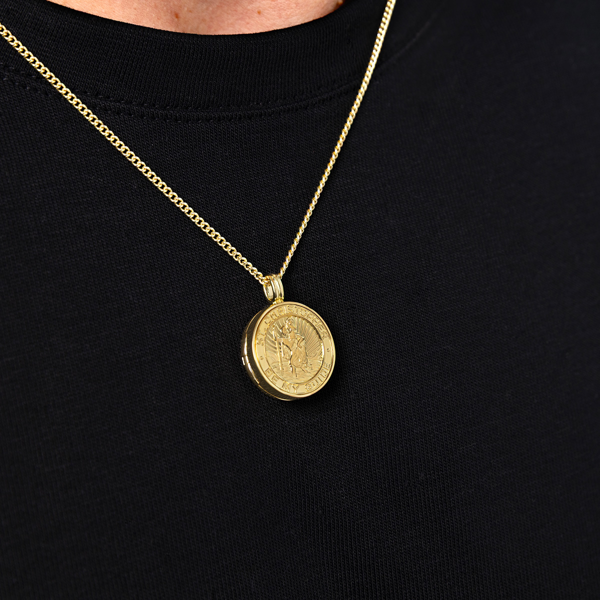 Men’s St Christopher Locket - Gold | Engravers Guild